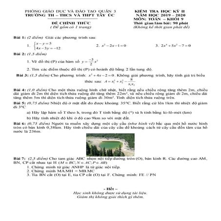 Đề Thi HK2 Toán 9 - TH THCS THPT Tây Úc | PDF