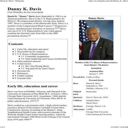Danny k. davis wikipedia (highlighted) | PDF