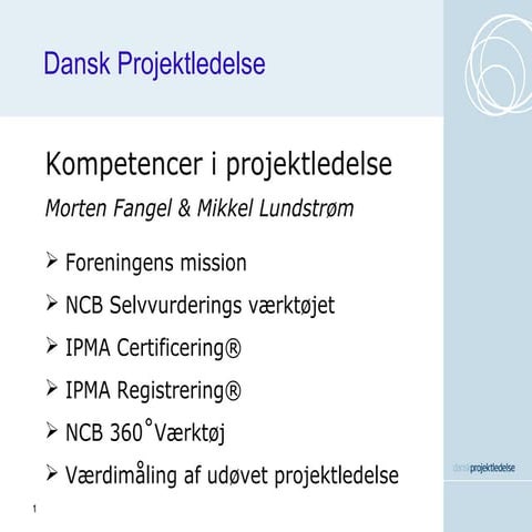 Dansk projektledelse: Kompetencevurdering af projektledere | PPT