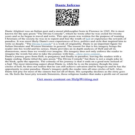 Dante Inferno Essay | PDF