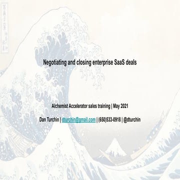 Dan Turchin - Alchemist founder sales coaching - negotiating and ...
