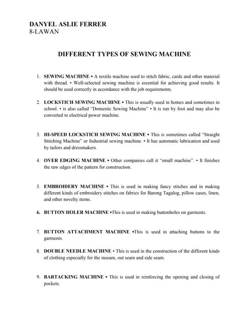 Types of sewing machine | PPTX