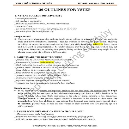 Dàn ý, ý tưởng topics hay thi Vstep_part 1.docx