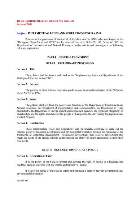 Presentation on ra 8749 | PDF