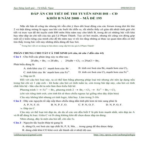 Dap an chi tiet khoi b 2008 | PDF