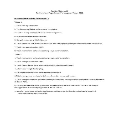 Dapatan post mortem ppt 2018 | DOCX