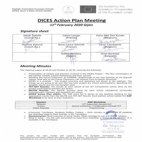 Signature sheet and meeting minutes | PDF