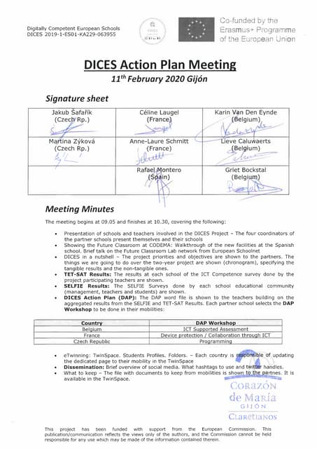 Signature sheet and meeting minutes | PDF