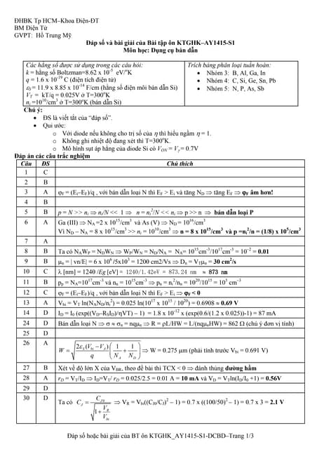 Kỹ thuật điện tử - bài tập diode | PDF