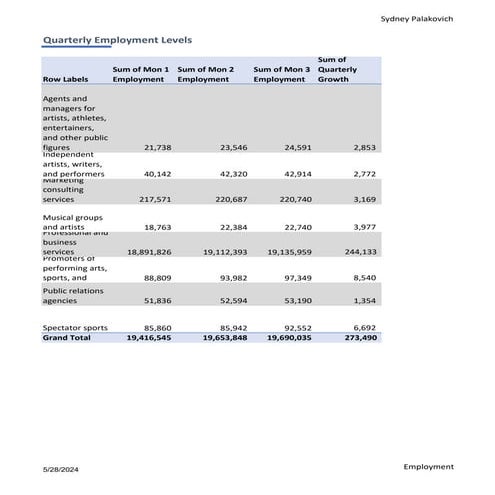 Employment Levels for Data Analysis and Reporting | PDF