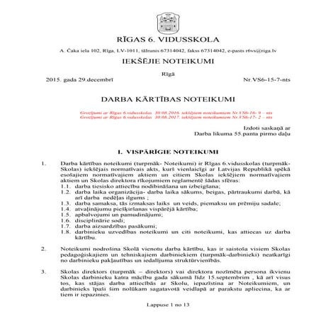 Darba kārtības noteikumi 2017 | PDF