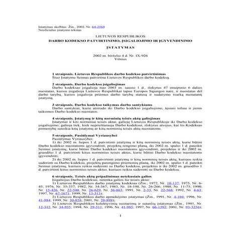 Darbo kodeksas | DOC
