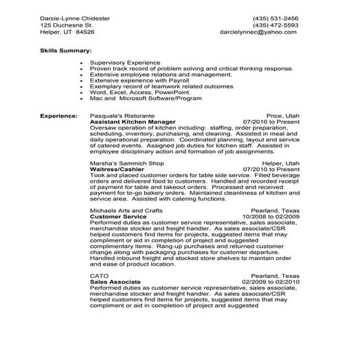 Darcie lynne Chidester Resume | PDF