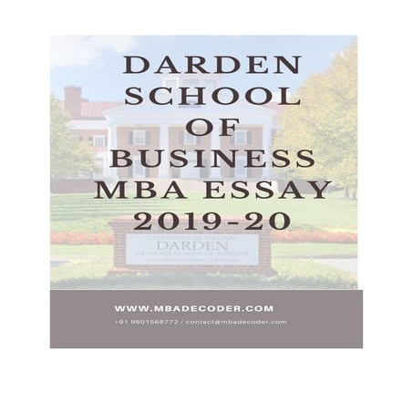 Darden MBA Essay Question 2019-20 | MBADecoder | PDF | Business ...