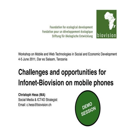 Challenges and opportunities for Infonet-Biovision on mobile phones | PDF
