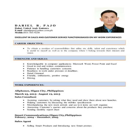 Dariel cv.final | DOCX | Sales | Business