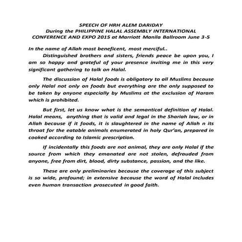 Dari halal speech | DOCX