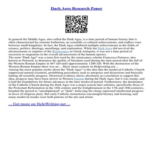 Dark Ages Research Paper | PDF