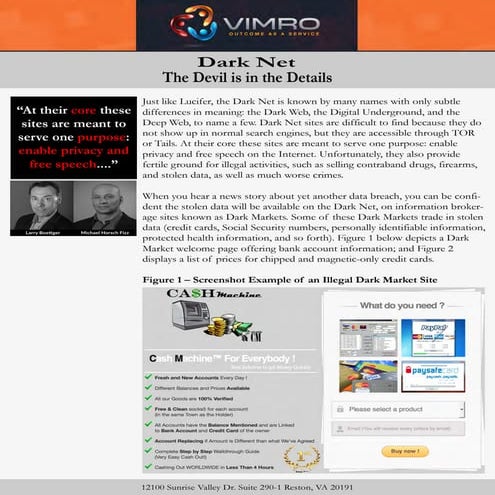 The Dark Net - The Devil in the Details - Larry Boettger and Michael ...