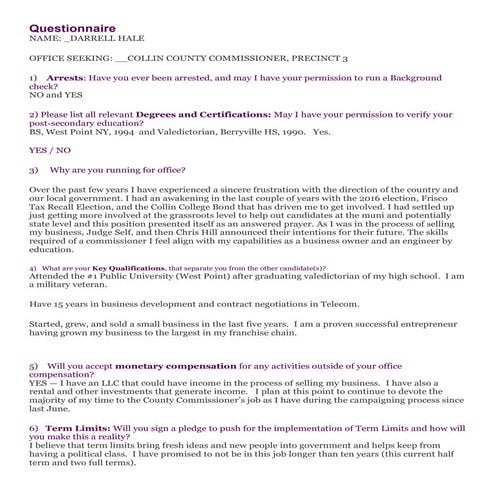 Mayoral candidate questionnaire | DOCX