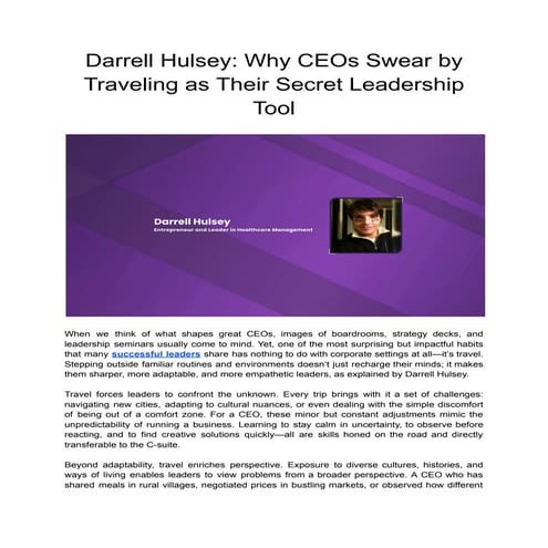 Darrell Hulsey_ Why CEOs Swear by Traveling as Their Secret Leadership ...