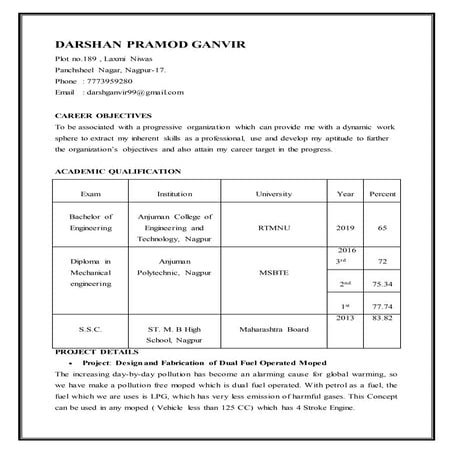 Darshan resume | DOCX