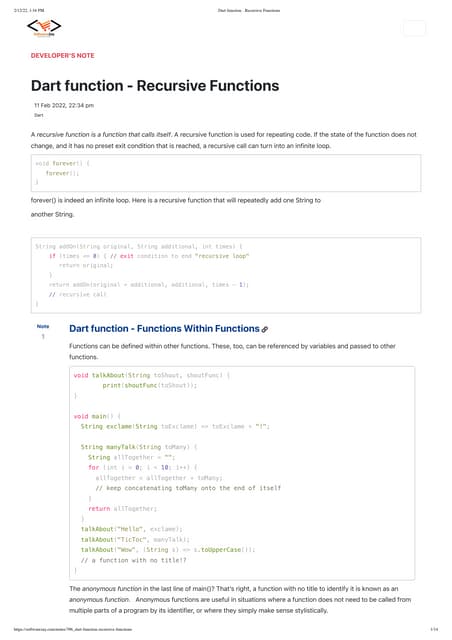 Dart function - Recursive functions | PDF Dart function - Recursive functions | PDF