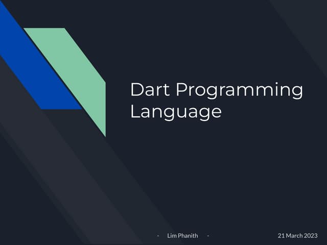 Basic Dart Programming Language 2023 Pdf