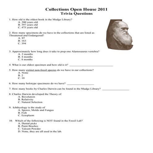 MNS Charles Darwin Trivia 2011 | DOC | Geology | Science