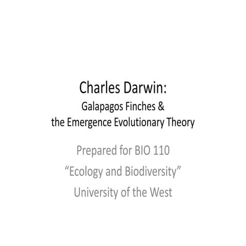 Charles Darwin: The Galapagos Finches and the Emergence of Evolutionary ...