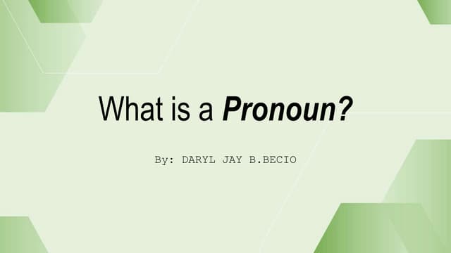 Pronoun reference powerpoint | PPT