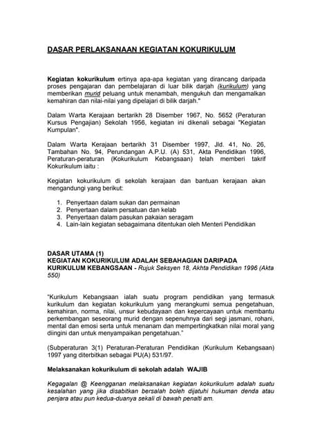 GKKO1062 : DASAR UTAMA KOKURIKULUM | PPTX