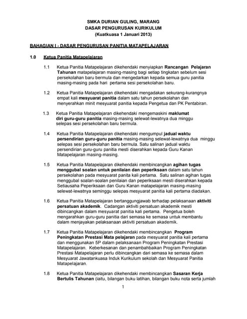 Dasar kurikulum berkaitan dengan panitia kimia | PDF