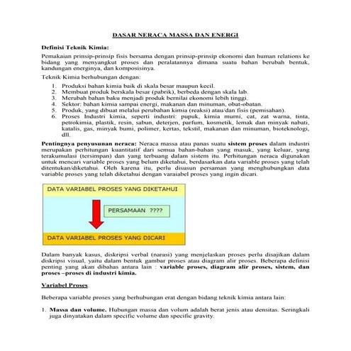 Dasar neraca massa dan energi | DOCX