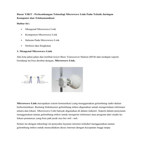 Dasar TJKT - Perkembangan Teknologi Microwave Link Pada Teknik Jaringan Komputer dan ...