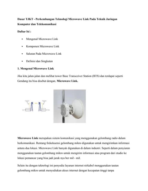 memahami teknologi komunikasi jaringan microwavelink | PPT