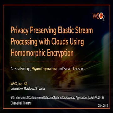 Privacy Preserving Elastic Stream Processing With Clouds Using Homomorphic Encryption Ppt 