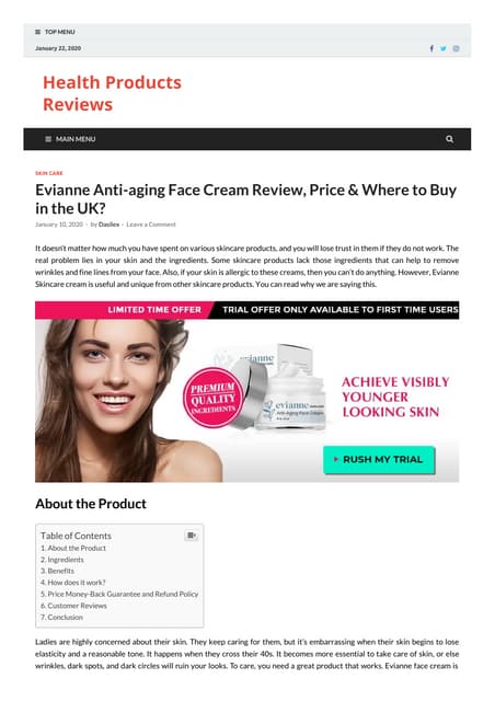 Evianne moisturizer uk store
