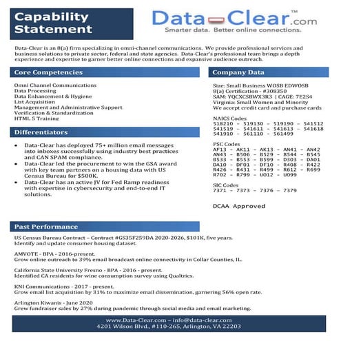 Data Clear Capabilities Statement | PDF | Internet | Computing