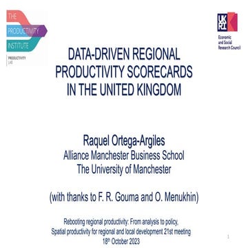 Data-driven regional productivity scorecards in the United Kingdom ...