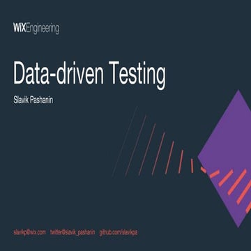 Data Driven Testing Slavik Pashanin Eng Ppt
