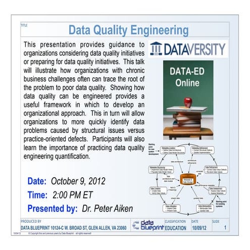 Data-Ed Engineering Solutions to Data Quality Challenges | PPT