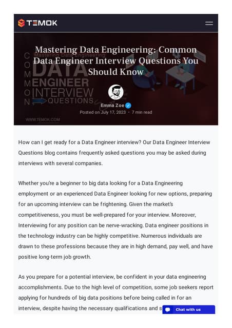 Mastering Data Engineering Common Data Engineer Interview Questions