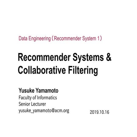 Collaborative Filtering 1 User Based Cf Pdf