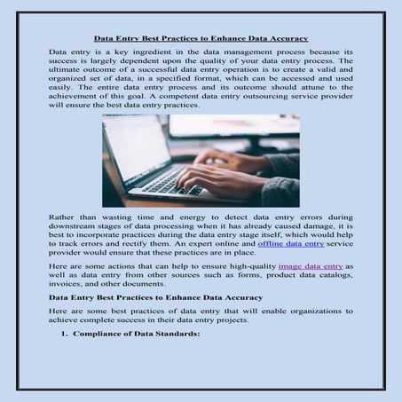 Data Entry Best Practices to Enhance Data Accuracy - DEIO | PDF