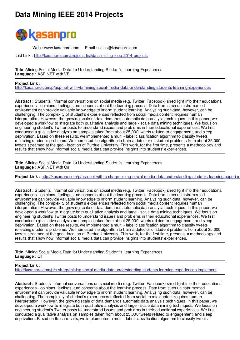 Data Mining Ieee 2014 Projects