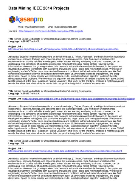 Data Mining Ieee 2014 Projects Pdf