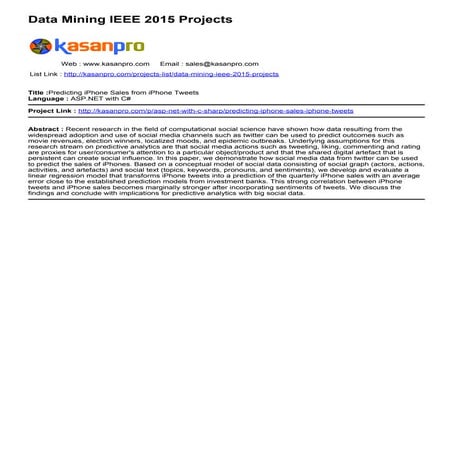 Data Mining Ieee 2015 Projects Pdf Social Networking Internet