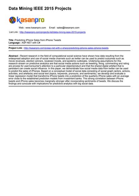 Data Mining Ieee 2015 Projects Pdf Social Networking Internet