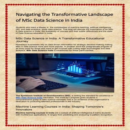 Msc Data Science In India A Transformative Educational Journey Pdf